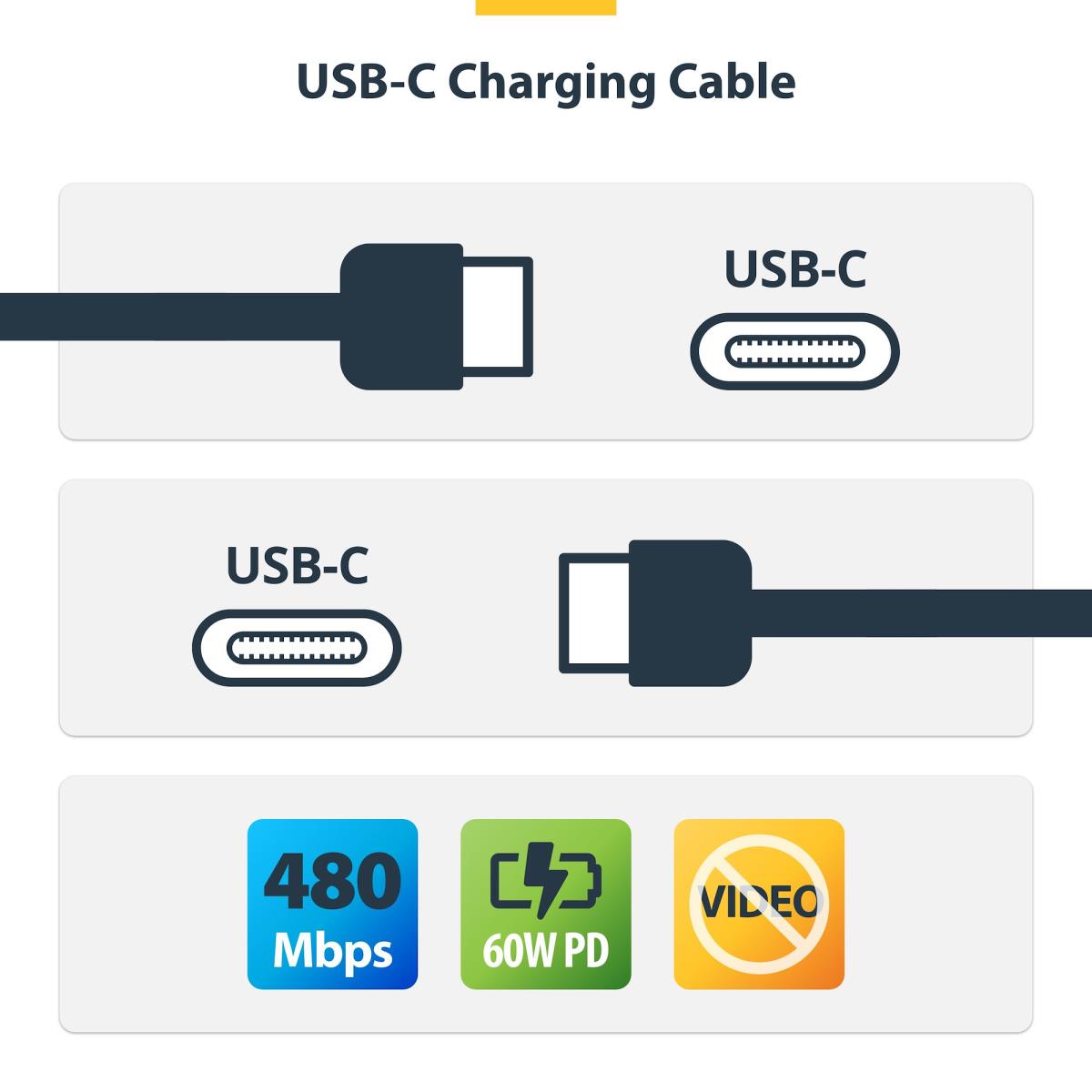 STARTECH.COM USB-c Charging Cable 60w Pd/rugged USB 2.0 Charger 1m ...