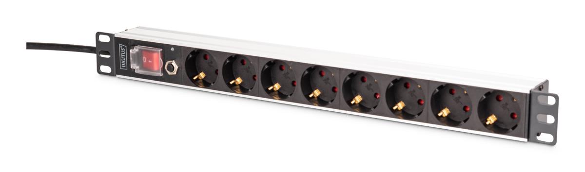DIGITUS PDU - 1U Aluminum rackmount 7x safety + 1x outlet 16A 4000W ...