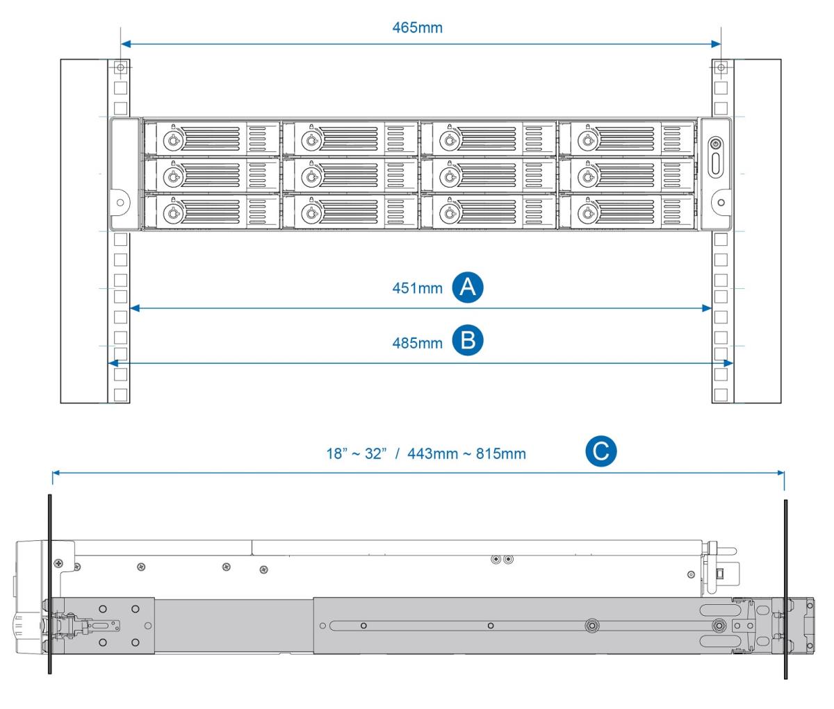 QNAP SYSTEMS Rack Slide Rail Kit For Tvs-471u And Other 2u Series ...