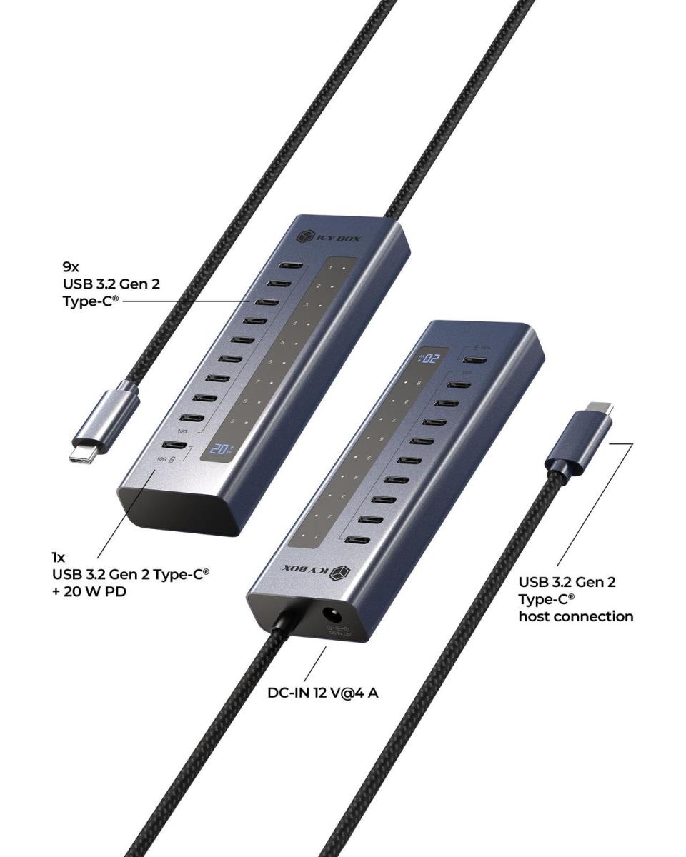 ICY BOX USB Type-c Gen 2 Hub With 10 Ports - IB-HUB1450-C31 - Redcorp.com/en