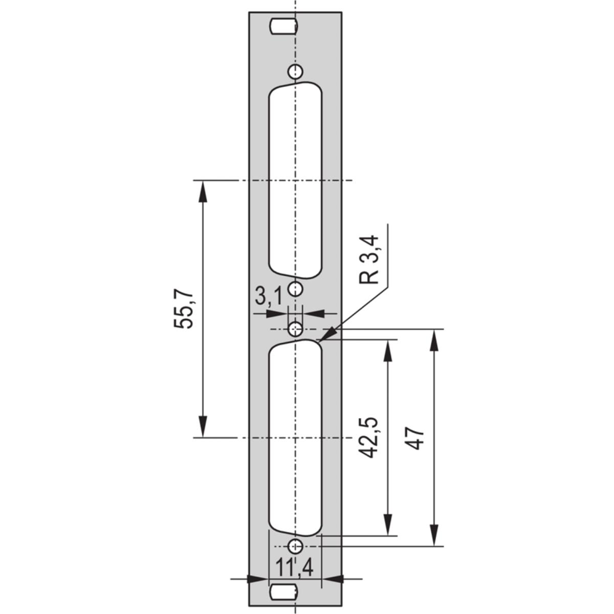 SCHROFF 19in Front Panel with SUB-D Cut-out - 3U × 4HP - 2×25-Pin ...