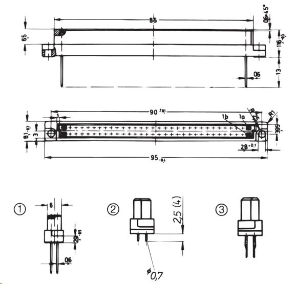 SCHROFF Type-B Connector (Female) - 64P Solder 2.5mm - DIN 41612/ EN ...