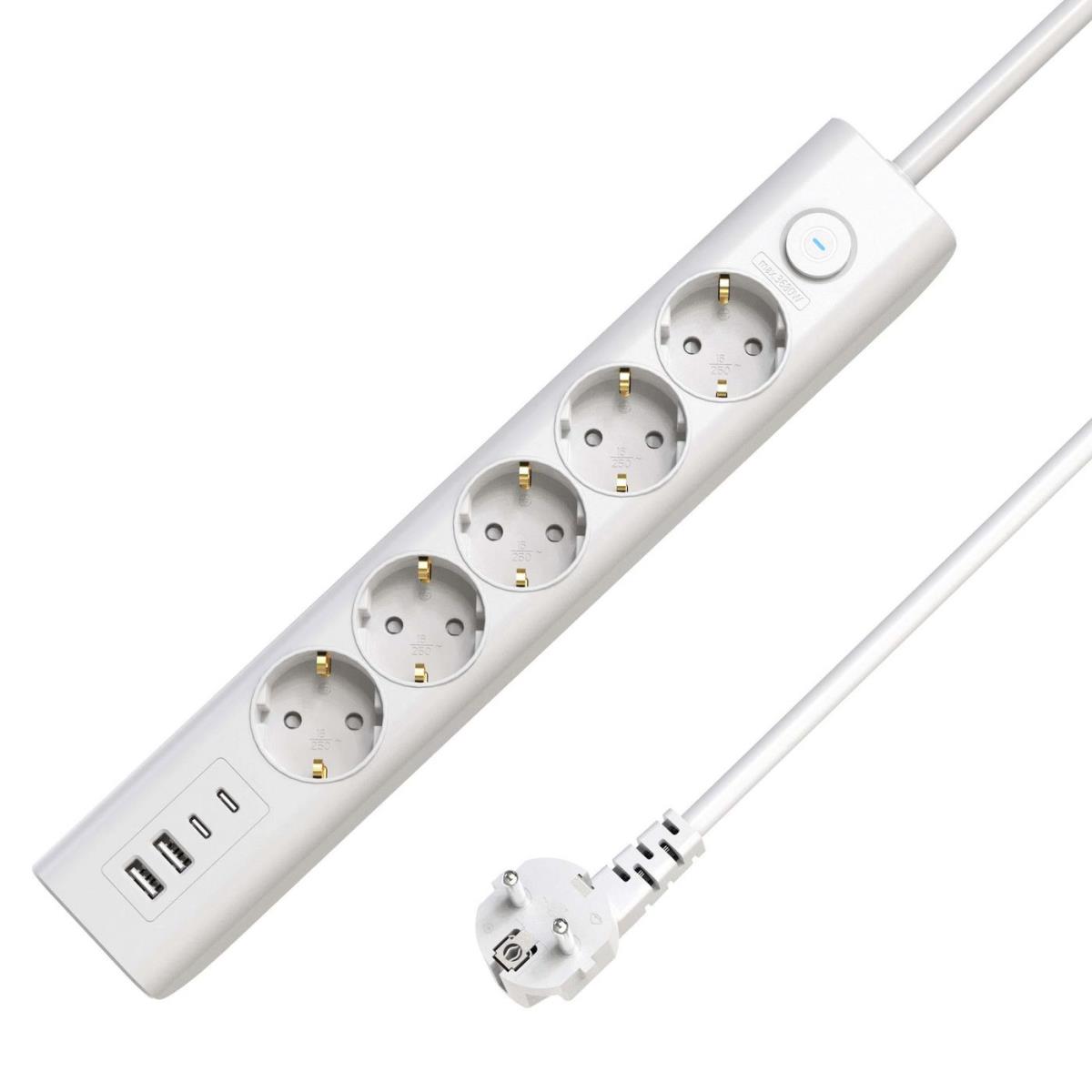 MICROCONNECT Schuko Power Strip 5-way USB - MC-GRU00515WS-USB - Redcorp ...
