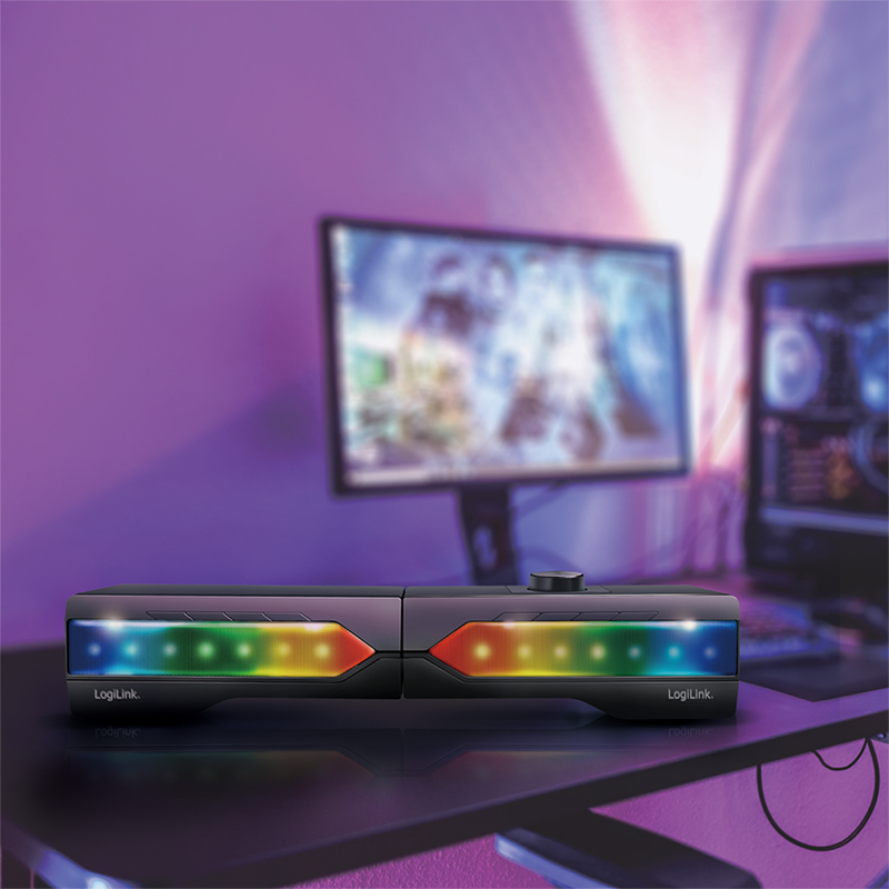 LOGILINK Mobile soundbar - party light, 2-in-1 gaming sound system ...