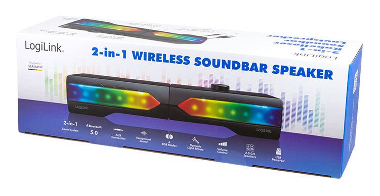 LOGILINK Mobile soundbar - party light, 2-in-1 gaming sound system ...