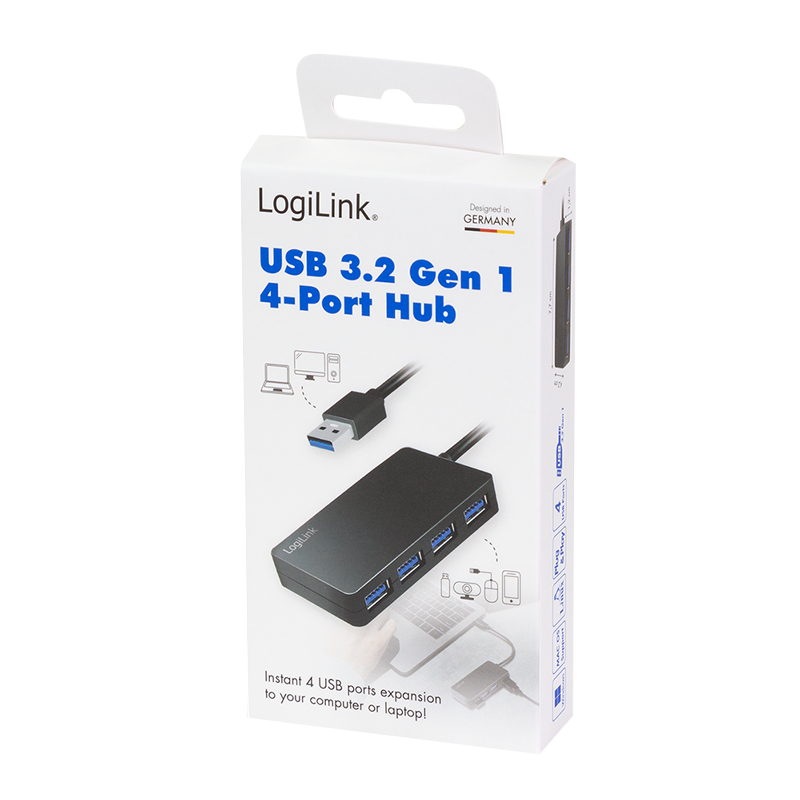 LOGILINK USB Hub - USB 3.2 Gen1 4-port - black - UA0396 - Redcorp.com/en