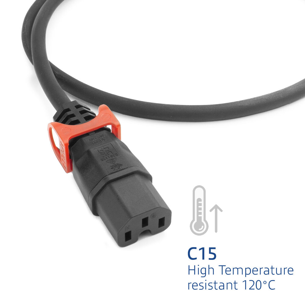 ACT Power Cord C14 IEC Lock+ Dual Locking - C15 IEC Lock+ Black 1m ...
