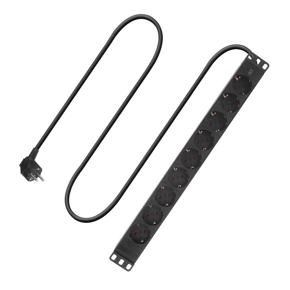 ACT Extension lead PDU 19" CEE7/7 with 8 type F sockets and on/off ...