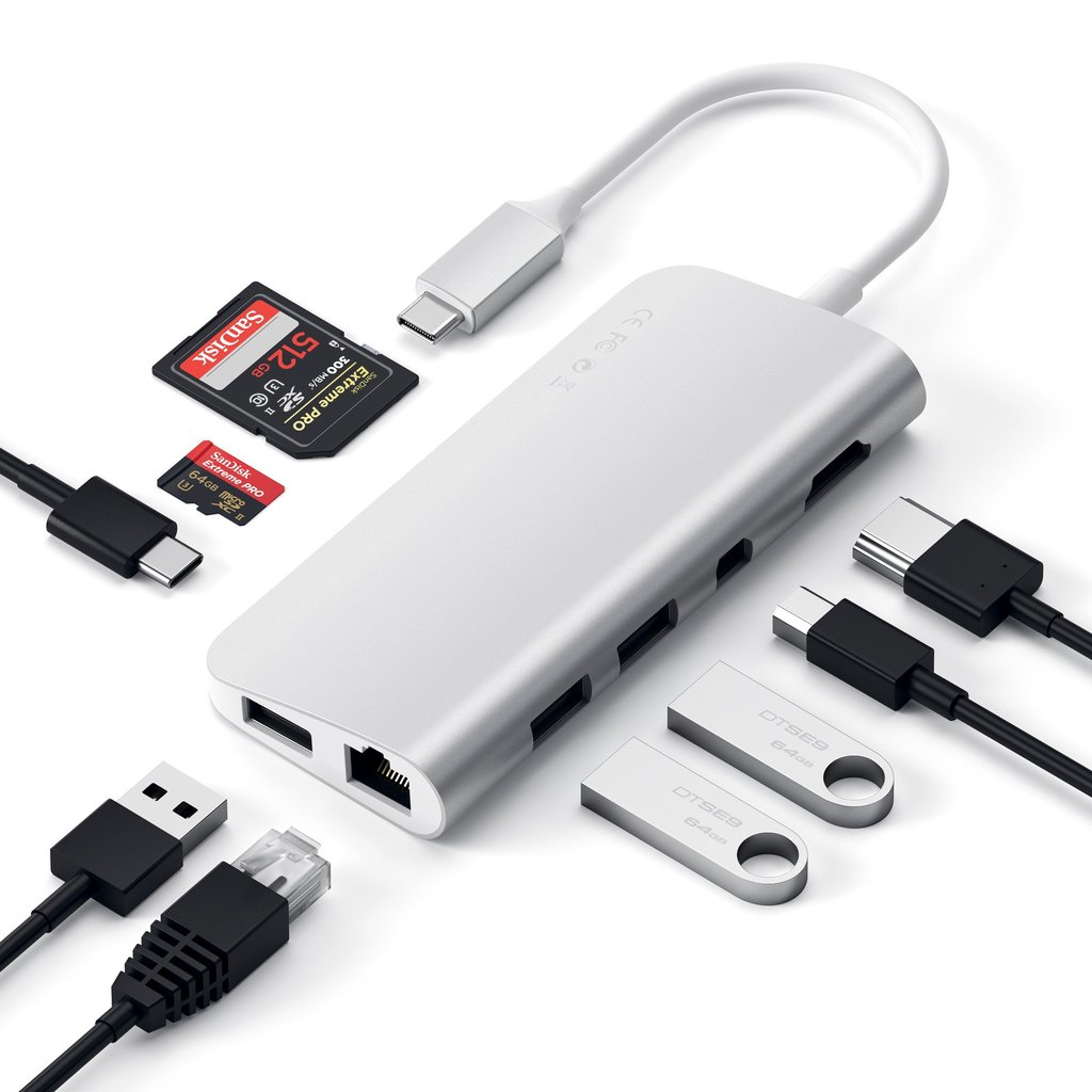 SATECHI Aluminum Type-c Pro Multimedia Adapter Silver - ST-TCMM8PAS ...