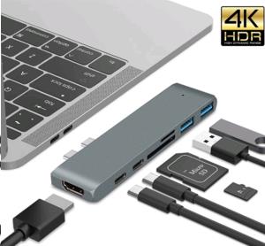 JLC DISTRIBUTION R21 Thunderbolt Dual Type C 7 Port Adapter - Silver ...