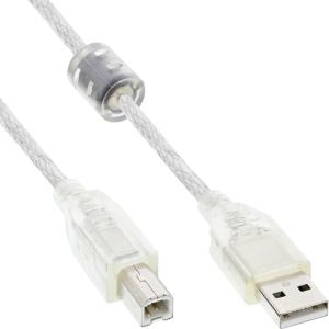 INLINE INC USB 2.0 Cable Transparent Type A To B Male Ferrite Choke 1m ...