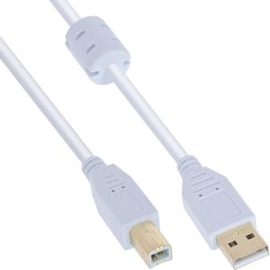 INLINE INC USB 2.0 Cable Type A To B White / Gold With Ferrite Choke 3m ...