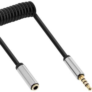 INLINE INC Slim Audio Spiral Cable 3.5mm Male/Female 4-pin Stereo 2m ...