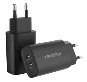 MOBILIZE Wall Charger 2x USB-C 45W with PD/PPS Black - MOBWC013 ...